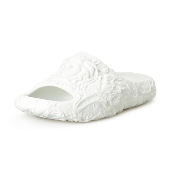 Versace | Shoes | Versace Womens White Baroque Medusa Head Embossed ...